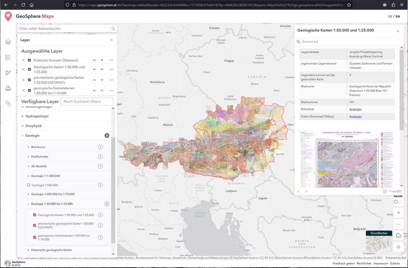 Geological Special Maps of Austria Now Available Online Nationwide